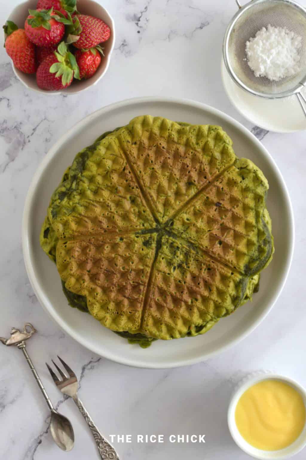 Matcha Mochi Waffles - The Rice Chick